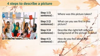 Unit 7. Describe pictures SPEAKING TOEIC | PPTX