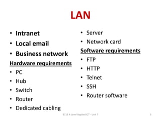 CIE A Level Applied ICT Unit 7 - Computer Networks | PPTX