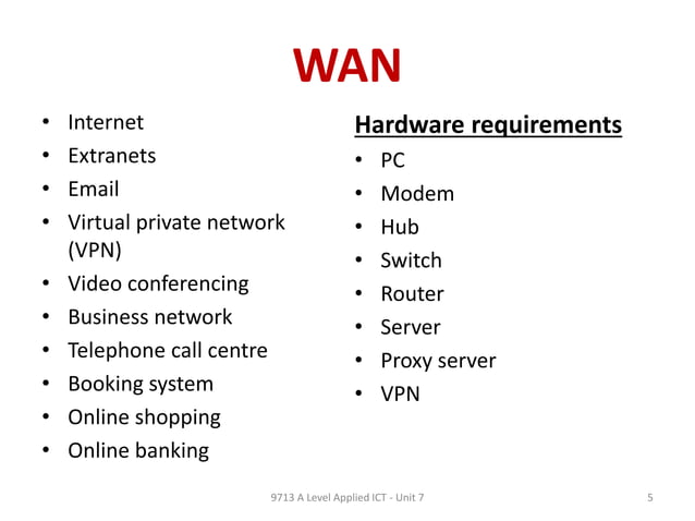 CIE A Level Applied ICT Unit 7 - Computer Networks | PPTX