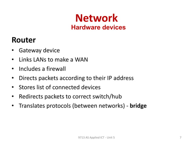 CIE A Level Applied ICT Unit 7 - Computer Networks | PPTX