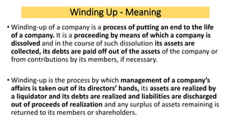 CLSP - Unit 7 - Winding Up of Companies | PPTX