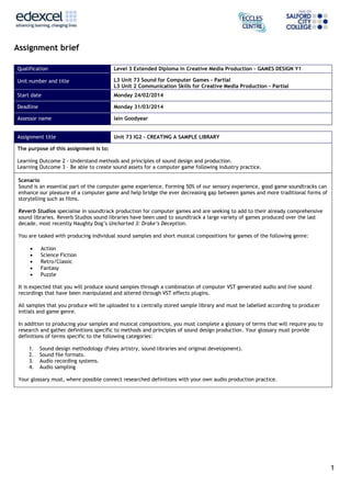 Unit 73 ig2 assignment creating a sample library | DOCX | Digital Audio | Computer Software and ...