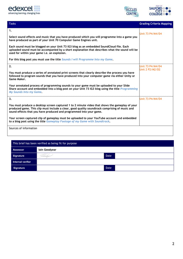 Unit 73 IG3 Assignment Brief | DOCX