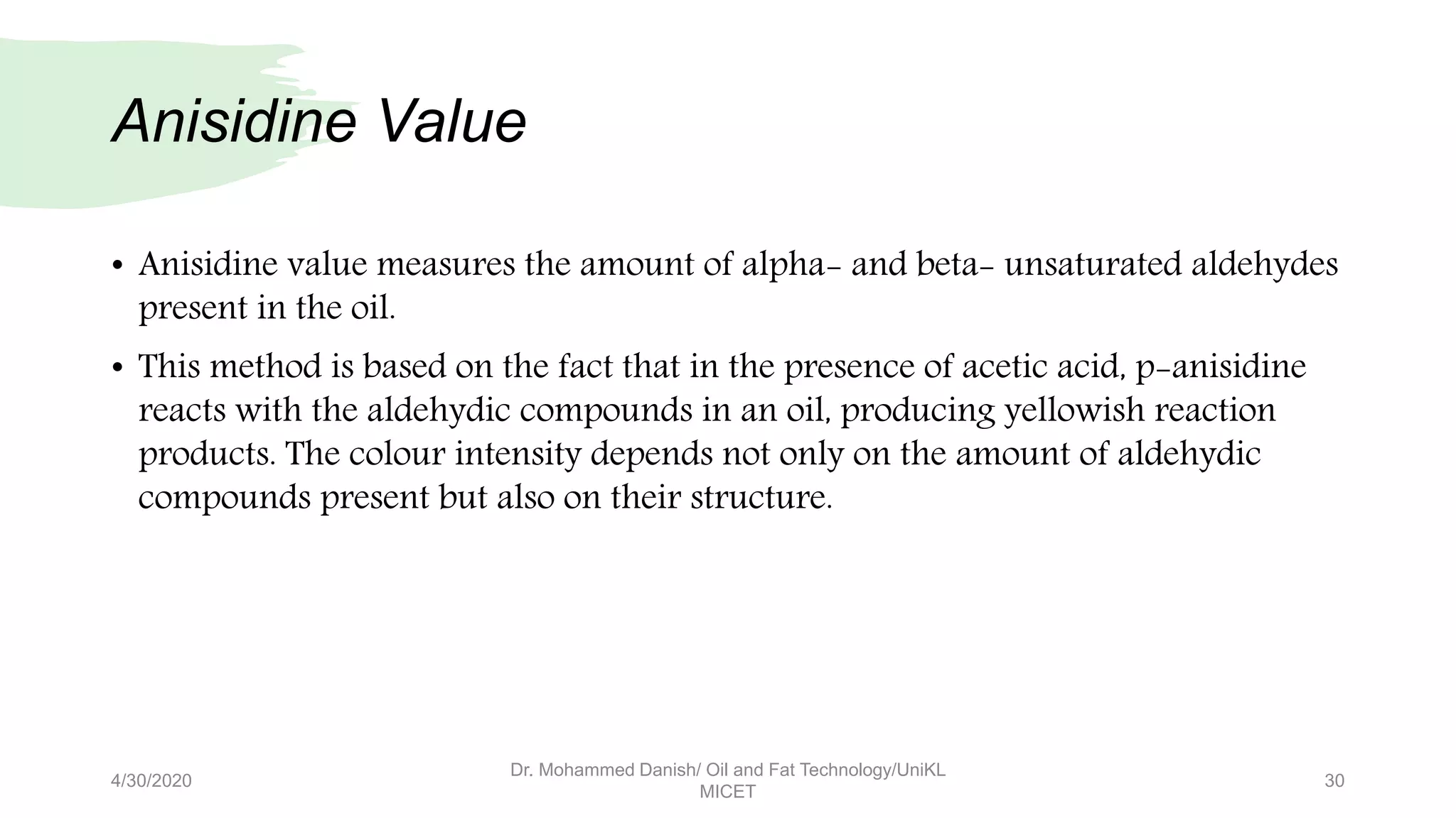 Analysis of oil and Fat(Unit 7) | PPTX
