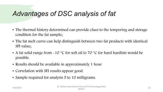 Analysis of oil and Fat(Unit 7) | PPTX | Chemistry | Science