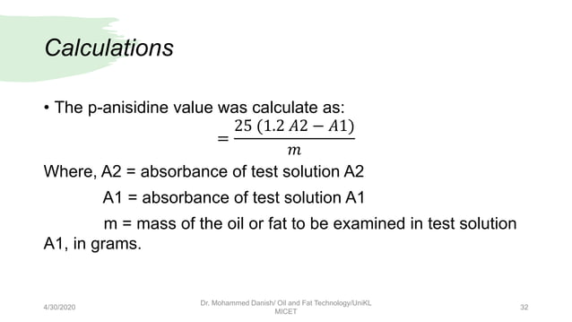 Analysis of oil and Fat(Unit 7) | PPTX | Chemistry | Science