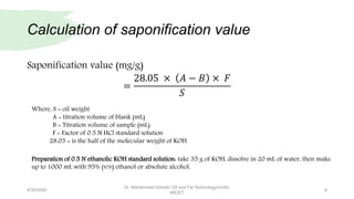 Analysis of oil and Fat(Unit 7) | PPTX