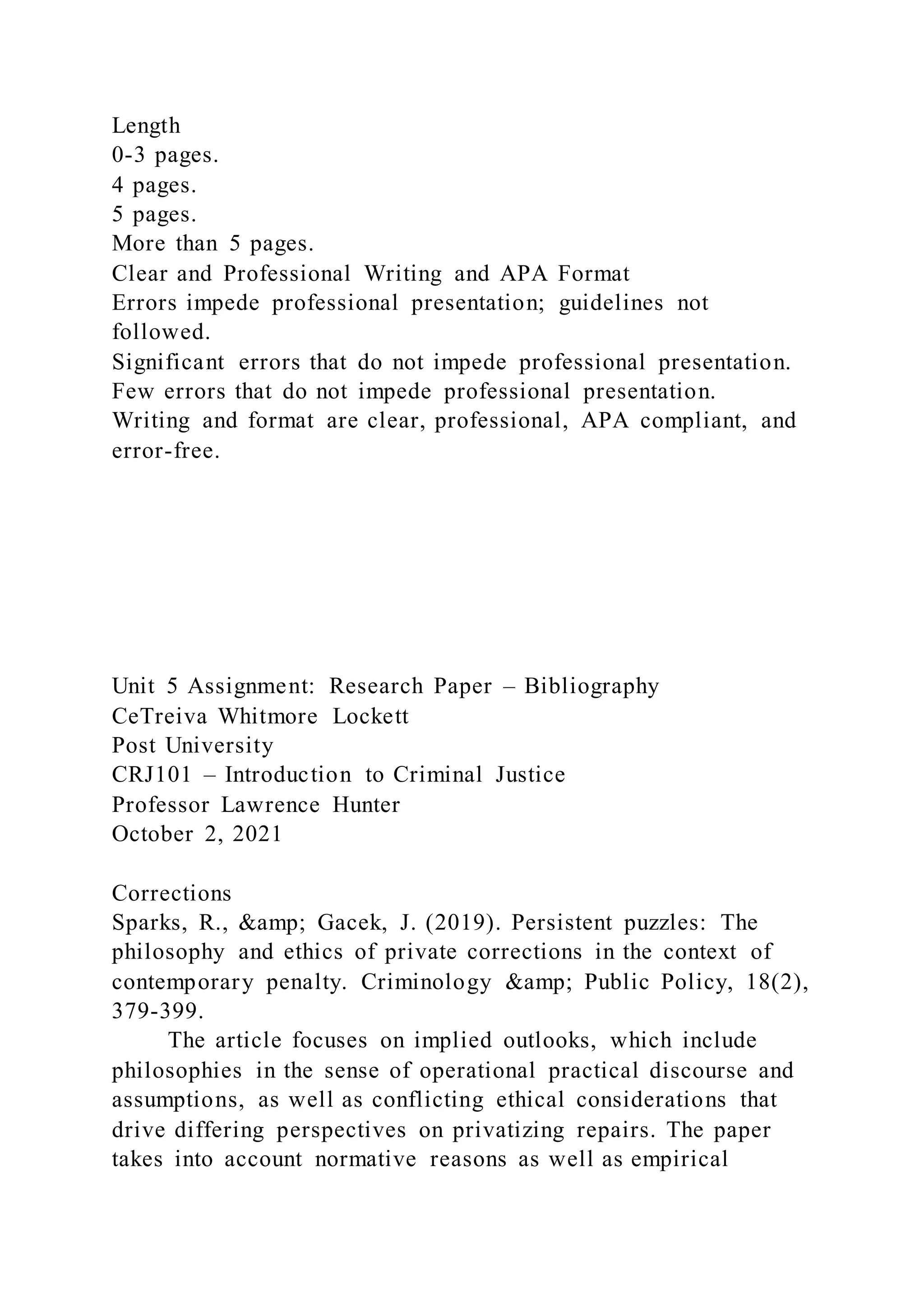 Unit 7 assignment research paper crj101 – introduction to crim | DOCX