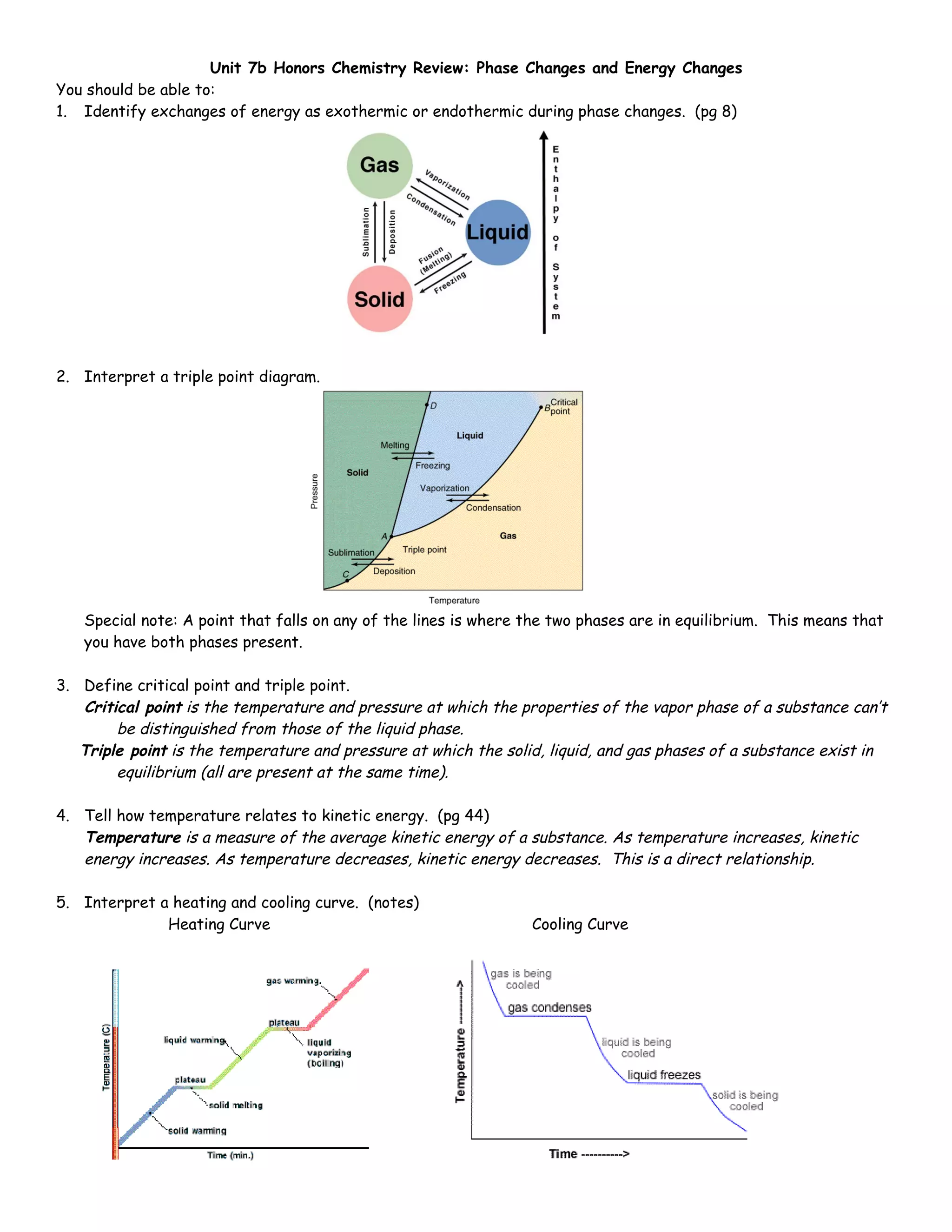 Unit 7b phase changes and energy changes | DOC | Chemistry | Science