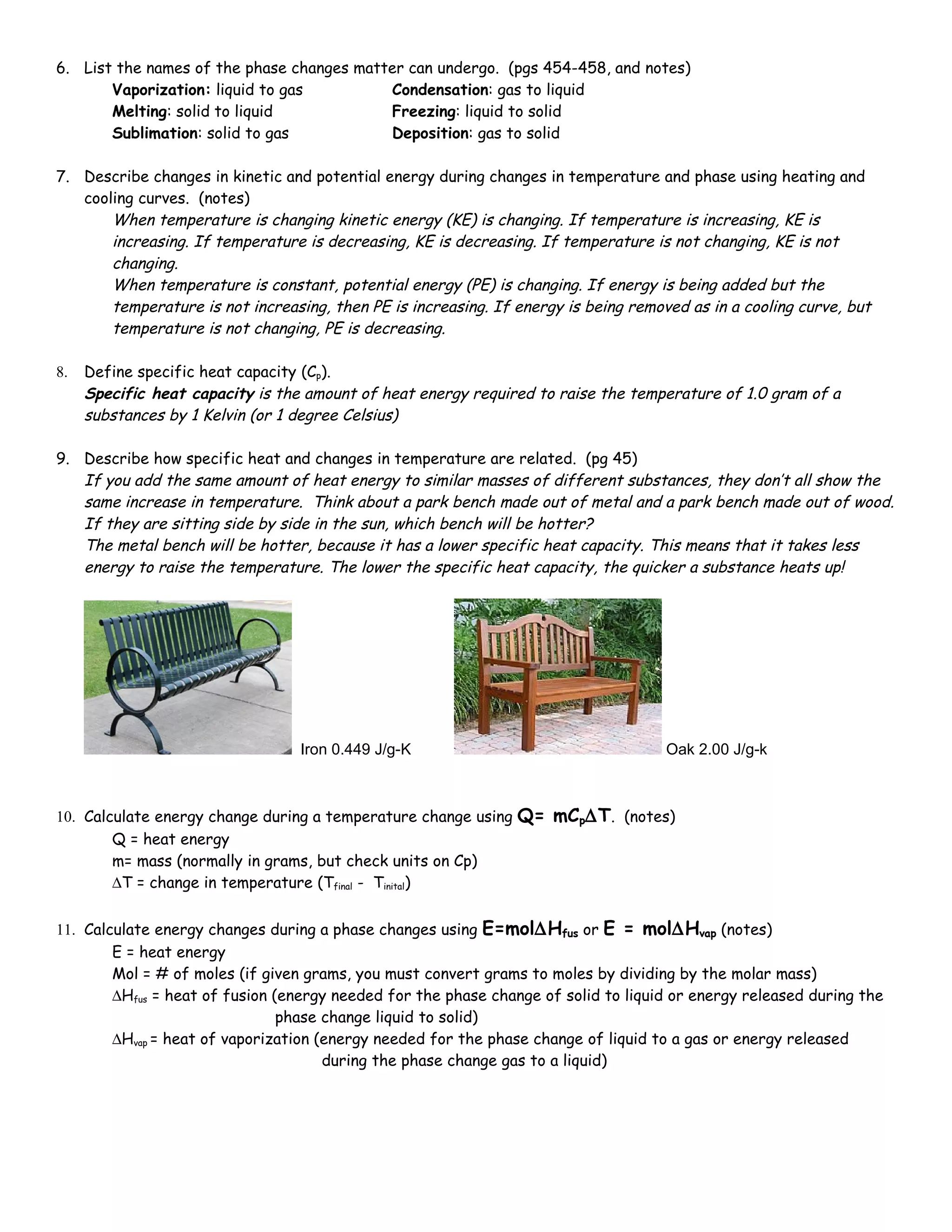 Unit 7b phase changes and energy changes | PDF