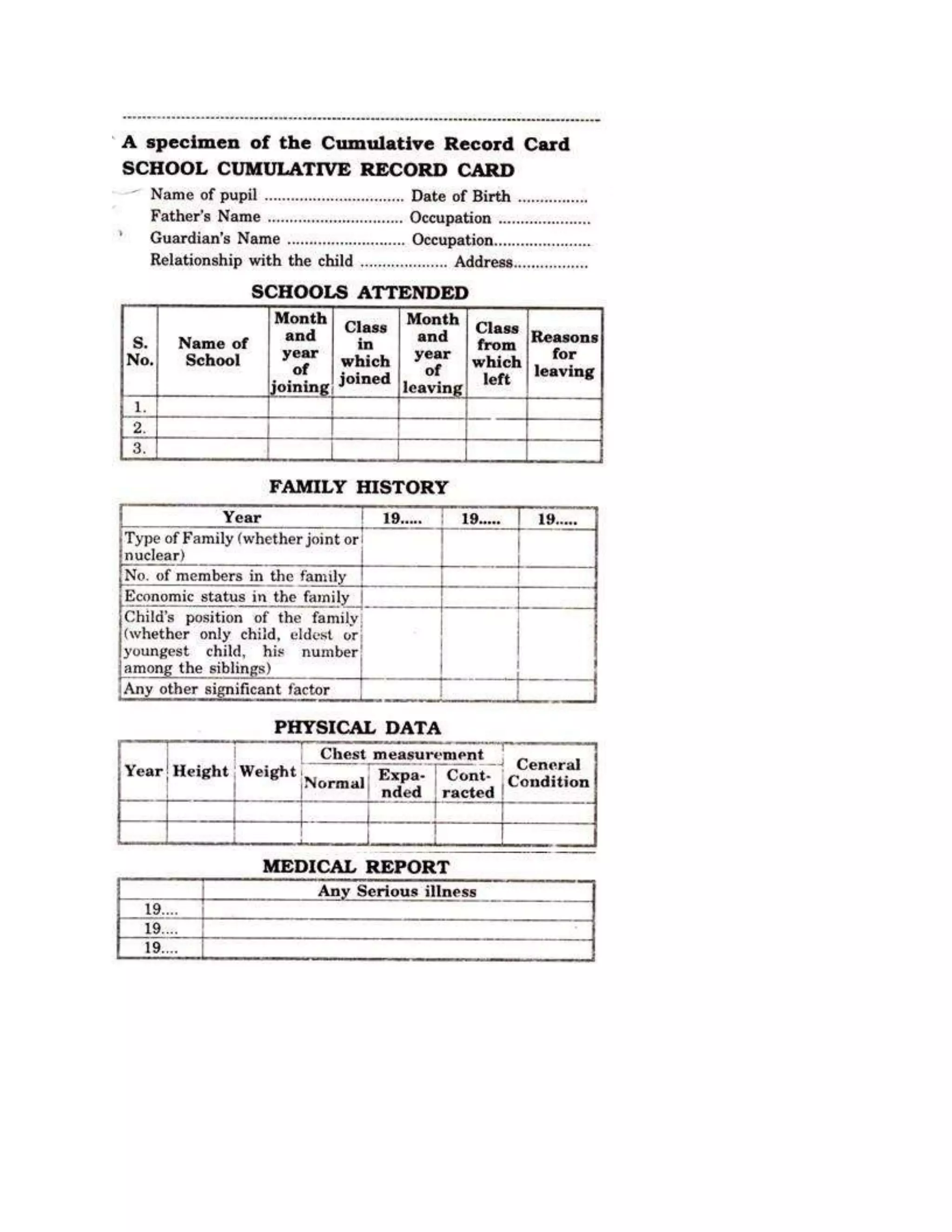commulative reecord card | DOCX