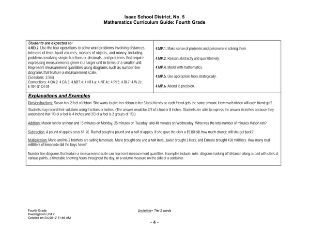 Unit 7 Fourth Grade 2012 2013 | PDF