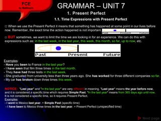Unit 7 Grammar Contents - Present perfect | PPT | Sports