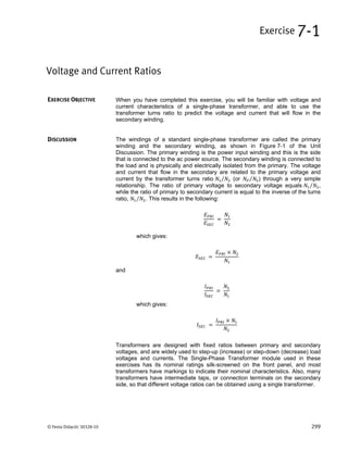 Power Circuits and Transforers-Unit 7 Labvolt Student Manual | PDF