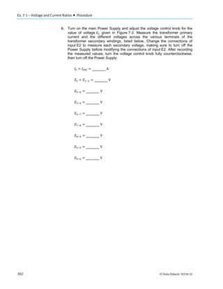 Power Circuits and Transforers-Unit 7 Labvolt Student Manual | PDF