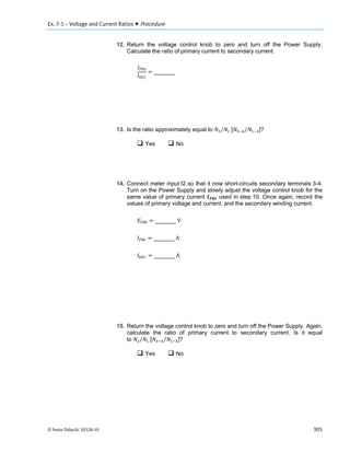 Power Circuits and Transforers-Unit 7 Labvolt Student Manual | PDF