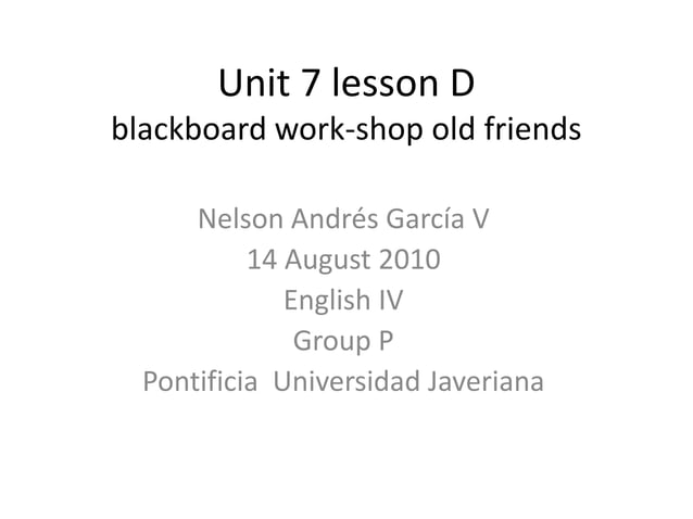 Unit 7 lesson d | PPT