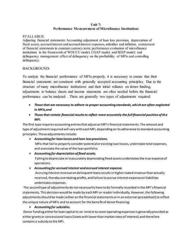 performance measurement of MFI | DOCX | Stocks and Bonds | Personal Investing