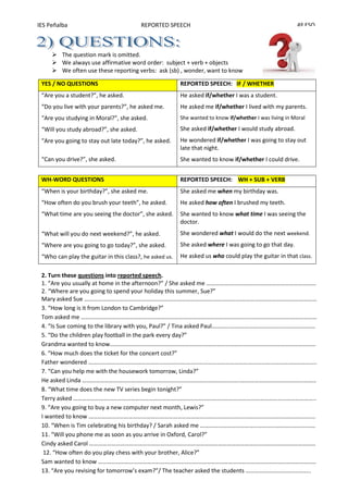 Unit 7 reported speech explanation | PDF