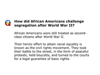 Unit 7 section 1 lesson 1 early demands for equality | PPT