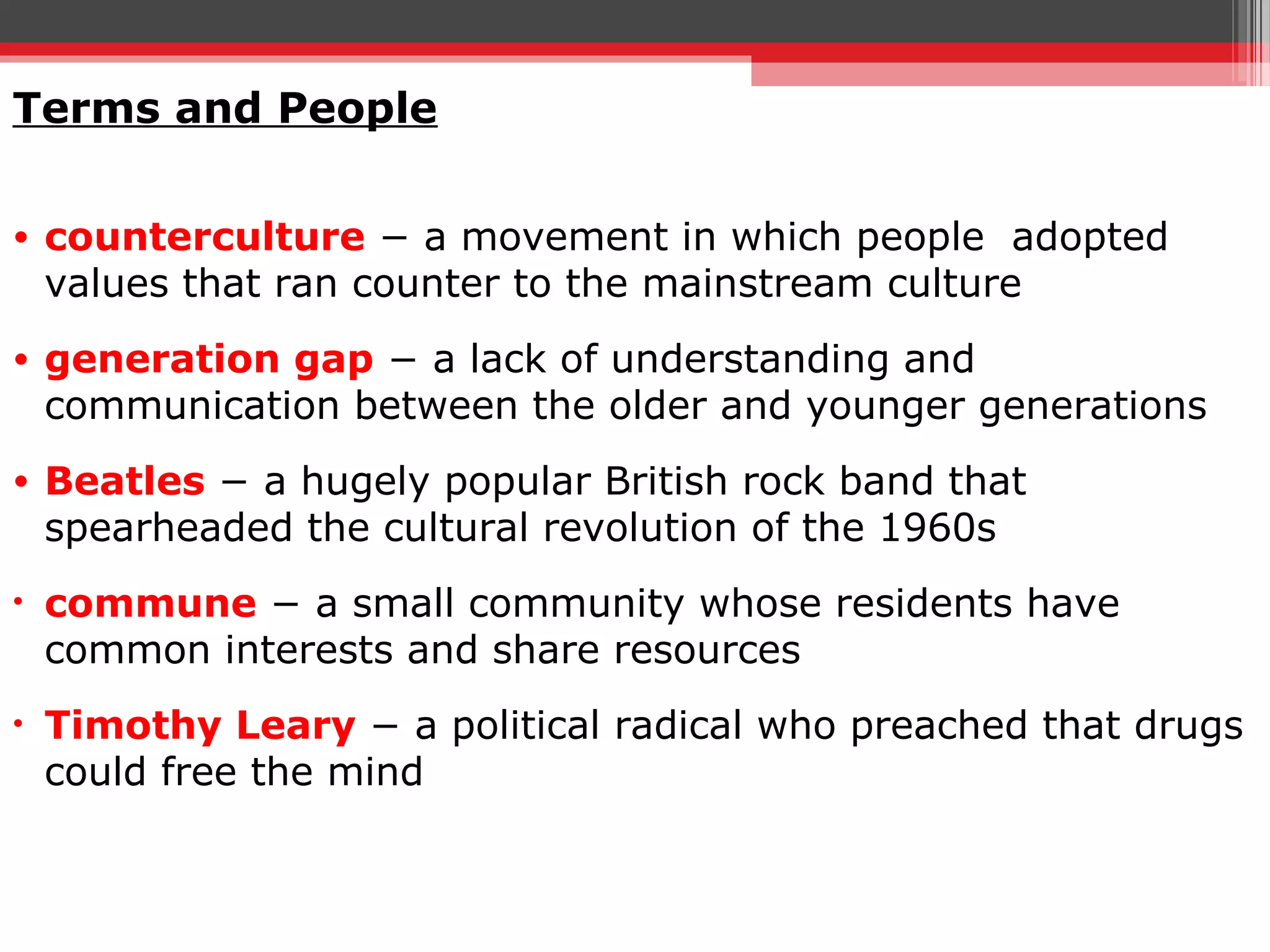 Unit 7 section 2 lesson 1 the counterculture | PPT
