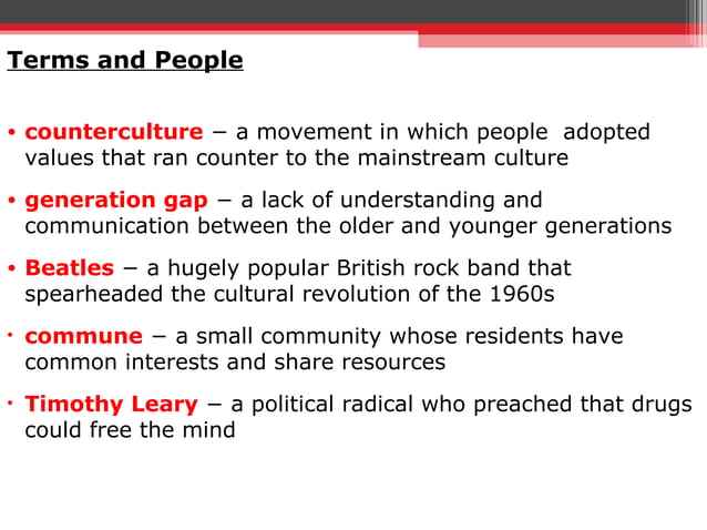 Unit 7 section 2 lesson 1 the counterculture | PPT | Classic Rock ...
