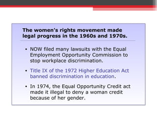 Unit 7 section 2 lesson 2 womens rights movement | PPT