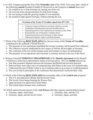 Unit 7: World War II [Assessment] | PDF