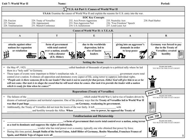 Unit 7: World War II [Guided Notes] | PPTX