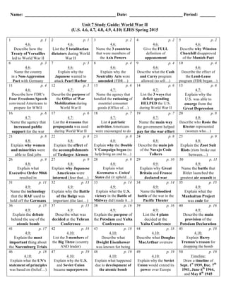 Unit 7: World War II [Study Guide] | PDF