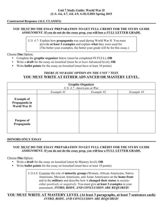 Unit 7: World War II [Study Guide] | PDF