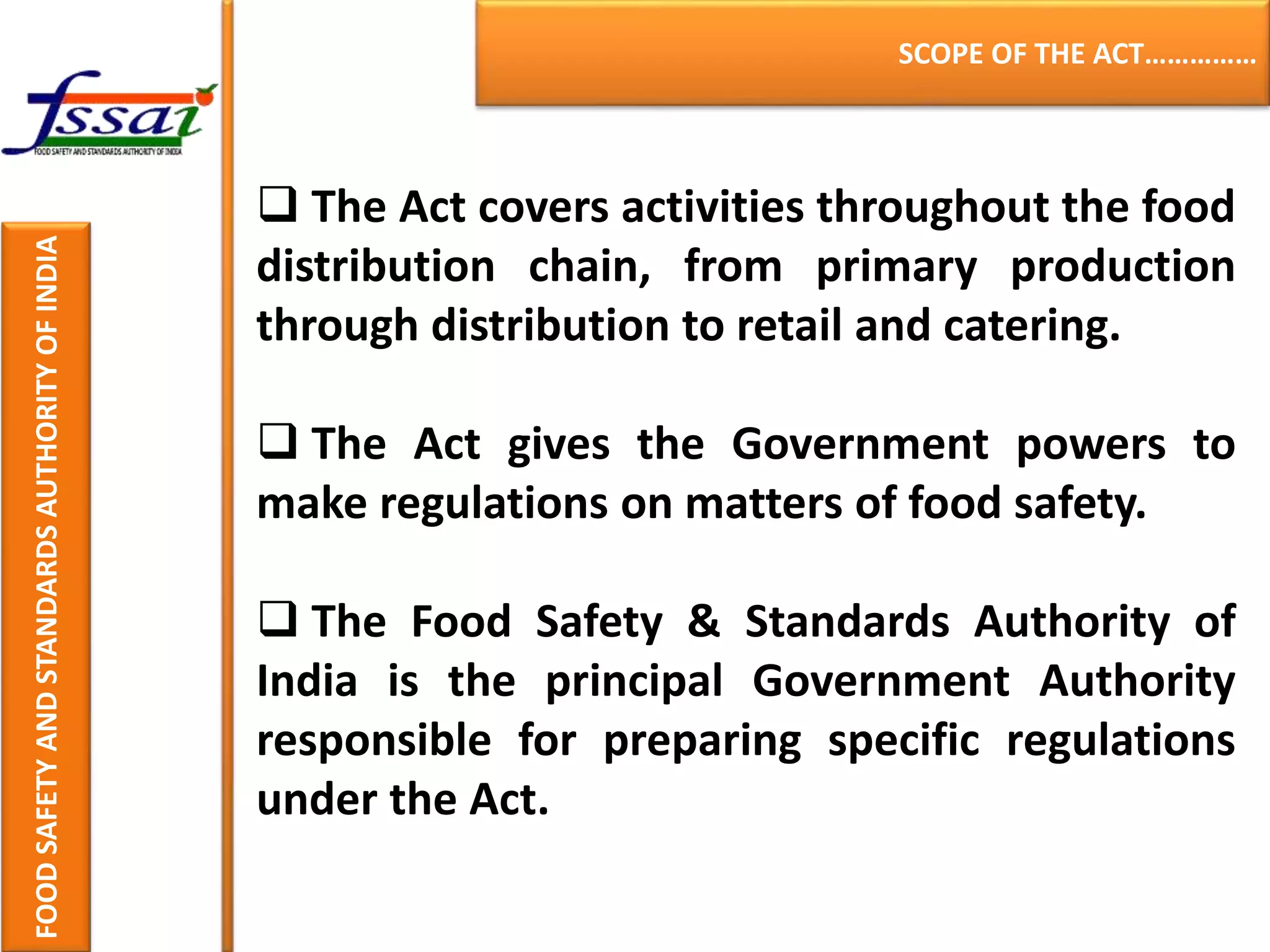 Food safety and standard act, 2006 fssai | PPTX
