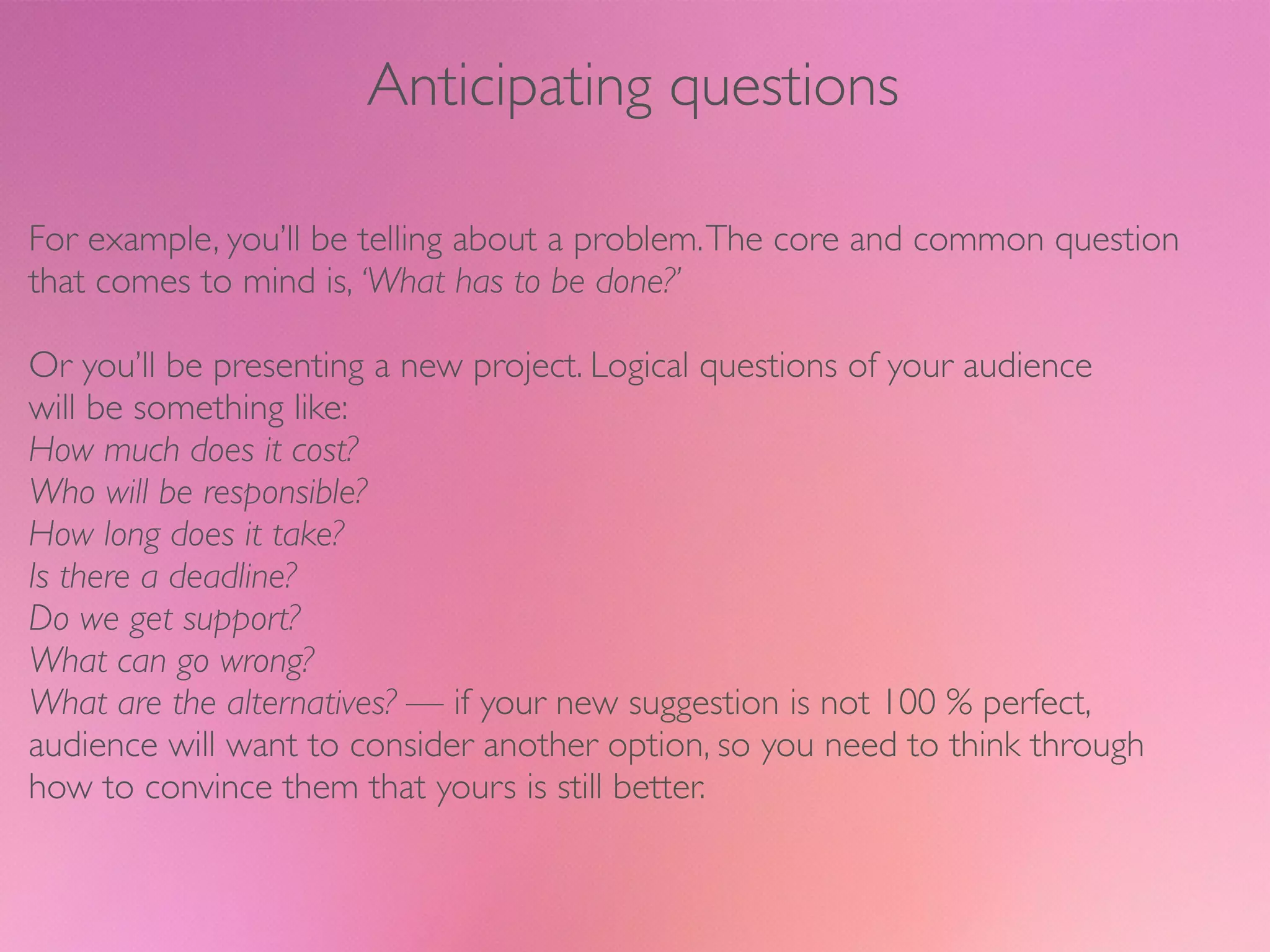 Presentation Skills. Unit 8: Dealing with Questions | KEY