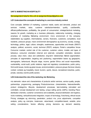 UNIT 8: MARKETING IN HOSPITALITY | PDF