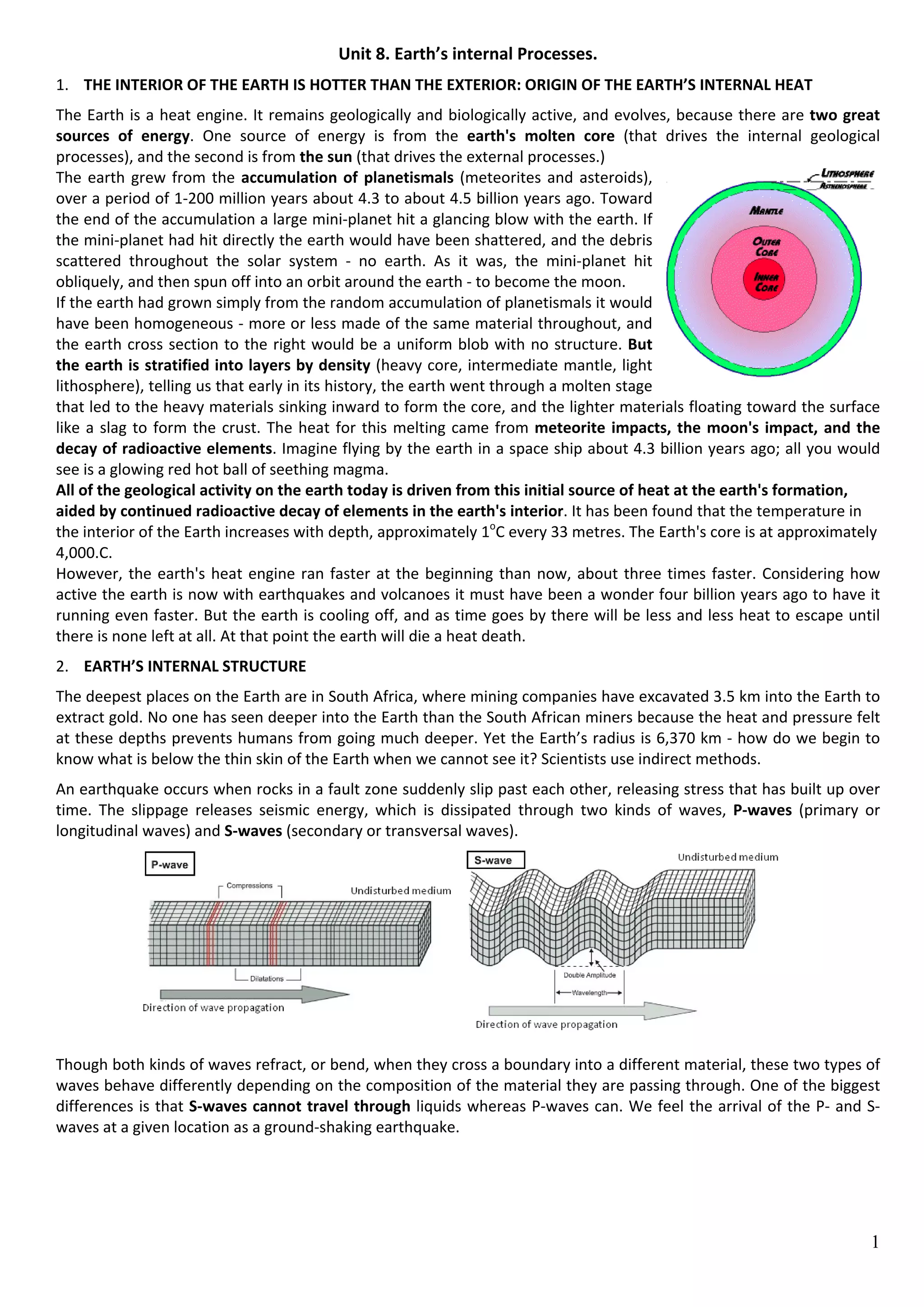 Unit 8. earth's internal dynamics | PDF