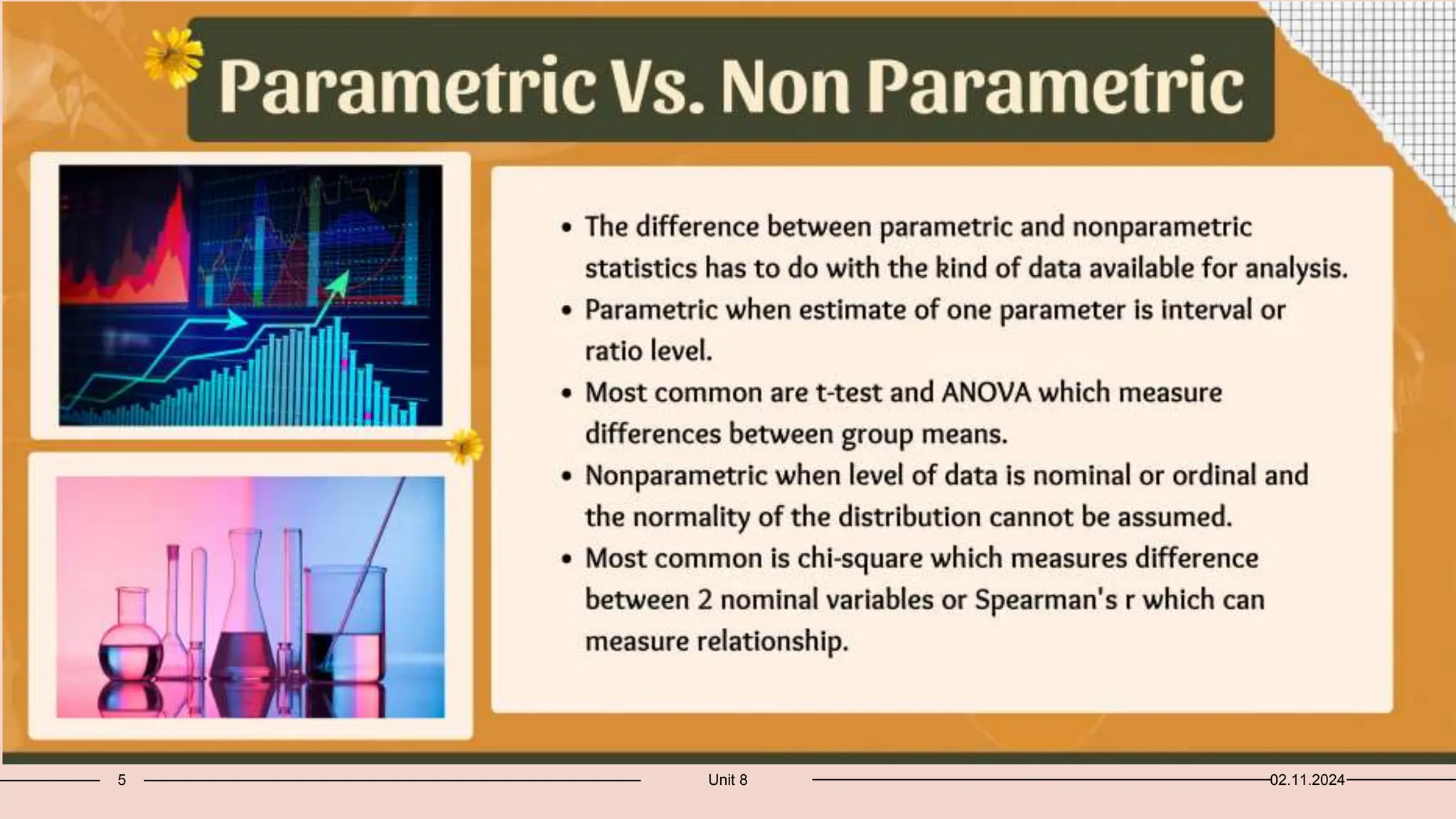 Unit 8 - Parametric Tests, Research and Statistics | PPT