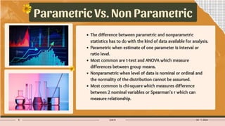 Unit 8 - Parametric Tests, Research and Statistics | PPTX