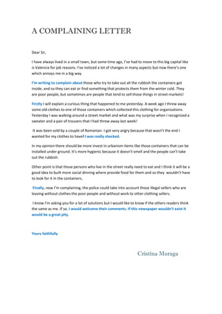 Unit 8. A complaining letter | PDF | Women\'s Clothing | Women\'s Fashion