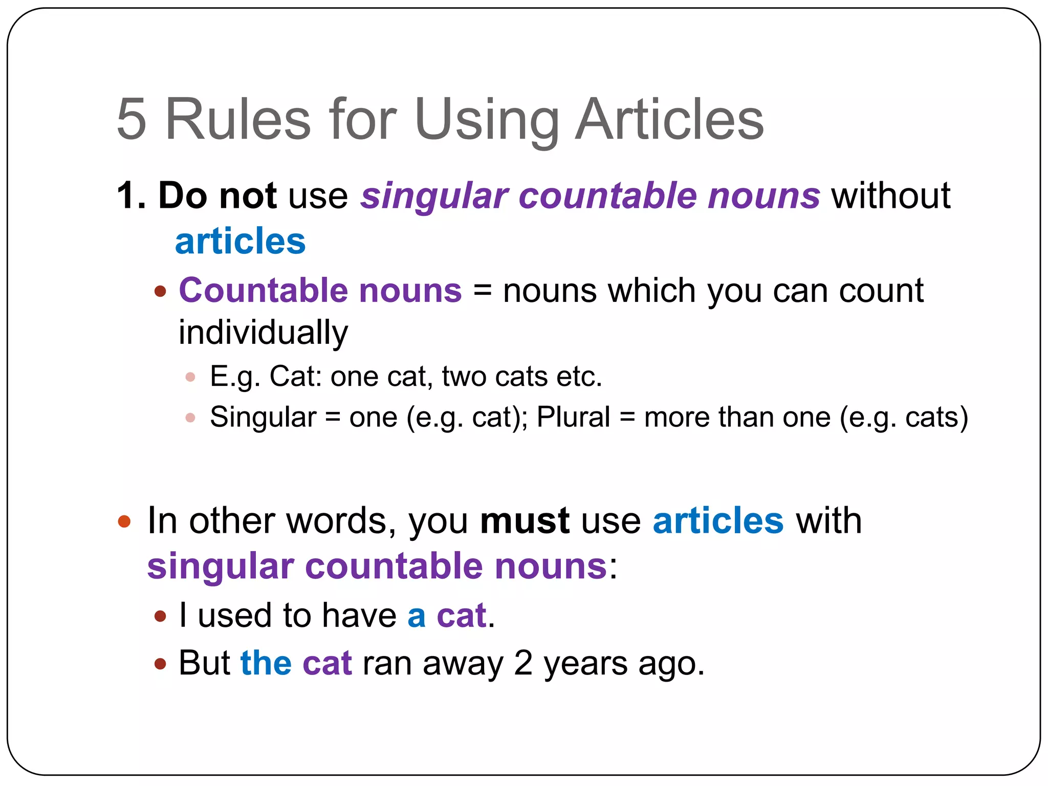 Unit 8: Articles | PPTX
