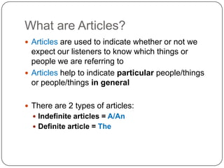 Unit 8: Articles | PPTX