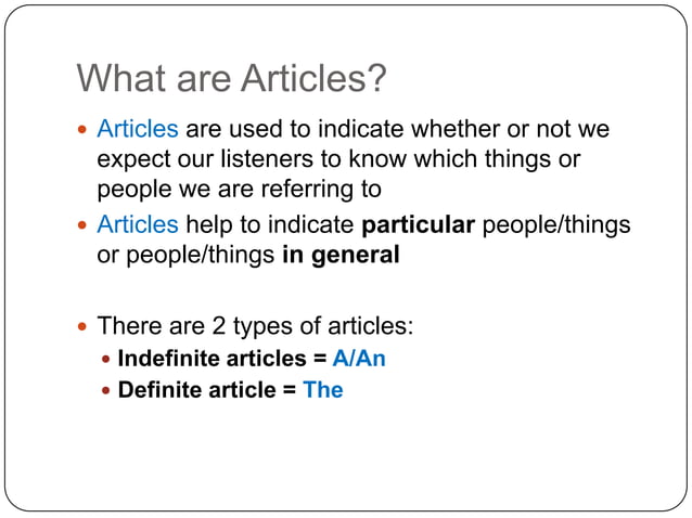 Unit 8: Articles | PPTX