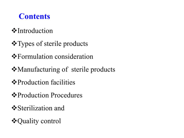 Unit 8- industrial pharmacy ; manufacturing of Sterile Products.pptx