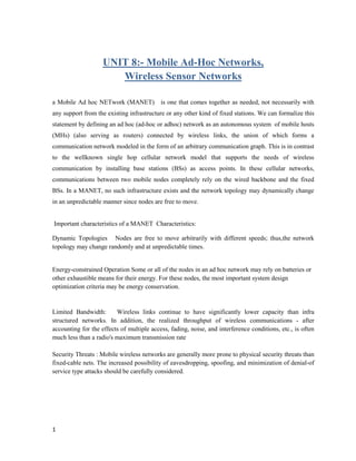 Mobile Ad-Hoc Networks and Wireless Sensor Networks Explained | PDF