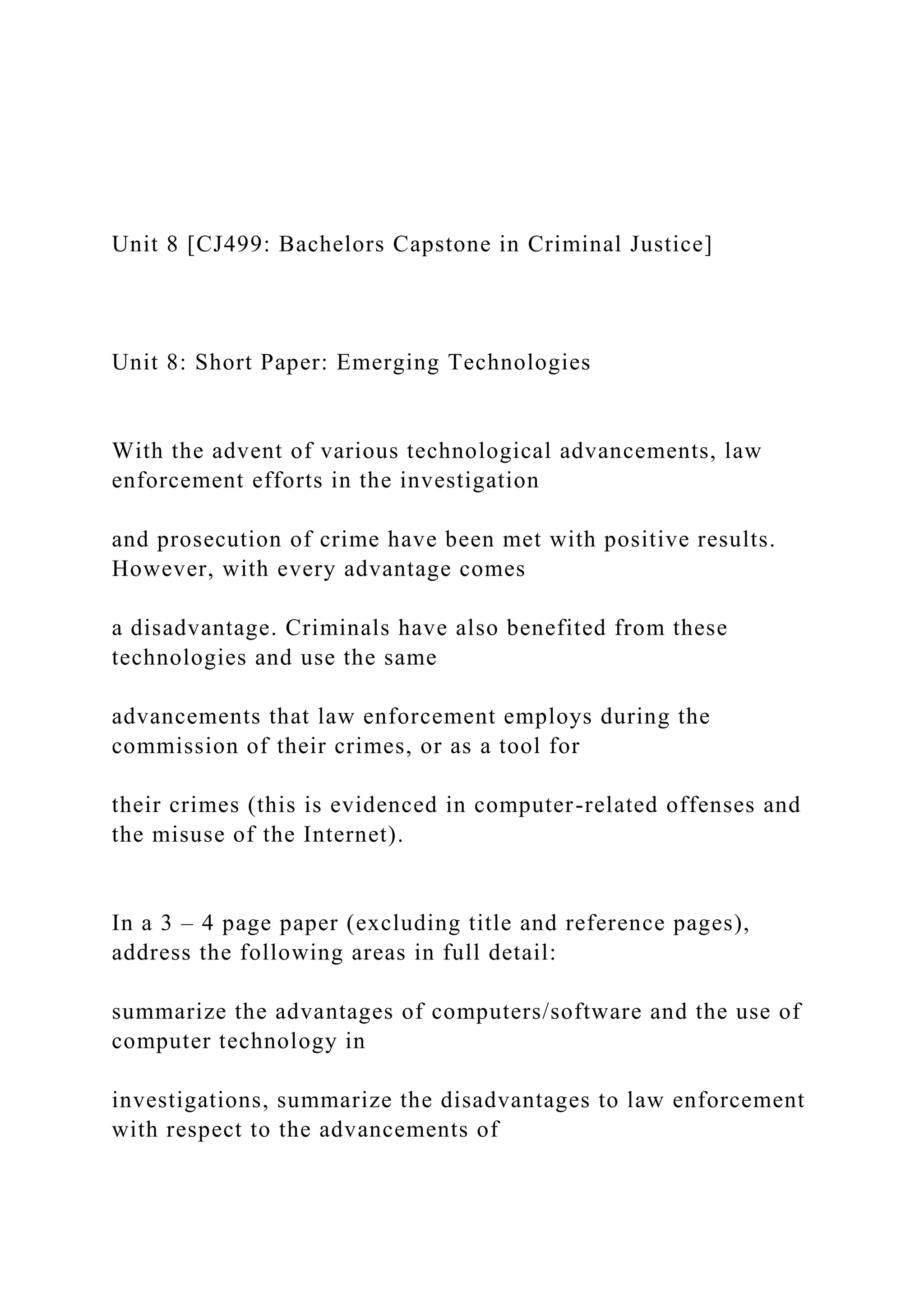 Unit 8 [CJ499 Bachelors Capstone in Criminal Justice] .docx