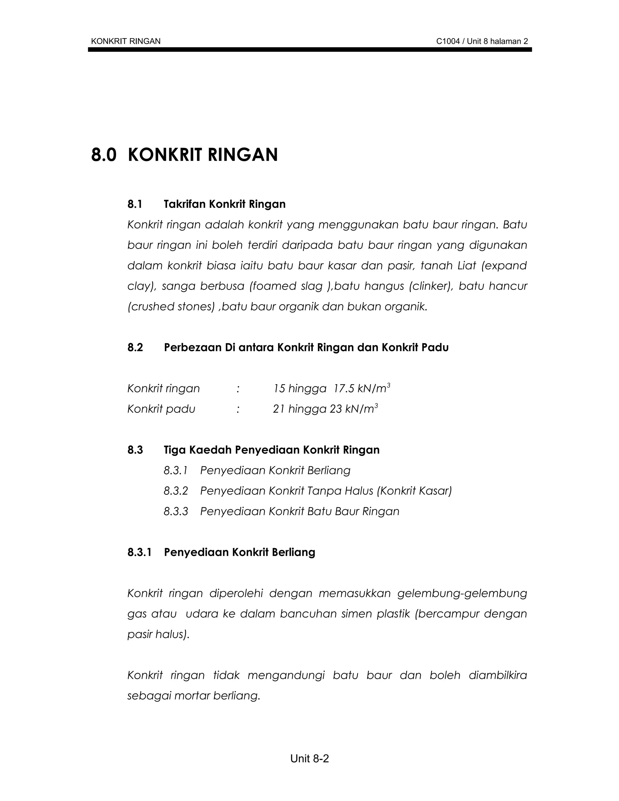 Unit8 konkrit ringan | DOC