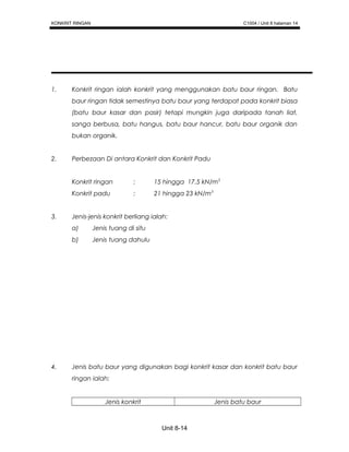 Unit8 konkrit ringan | DOC