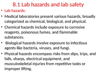 Unit 8 Lab hazards and lab safety 1st part for medical laboratory | PPTX