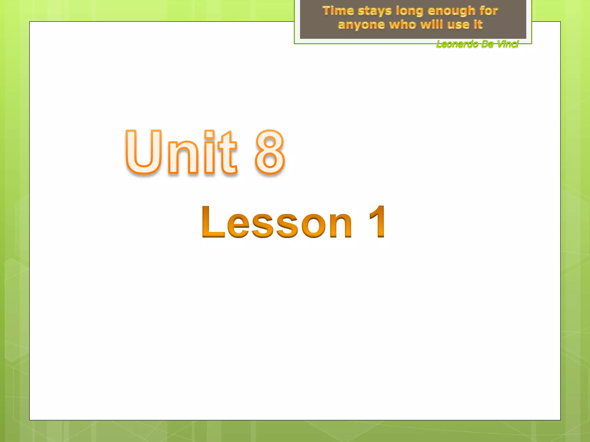 Unit 8 lesson1 | PPT