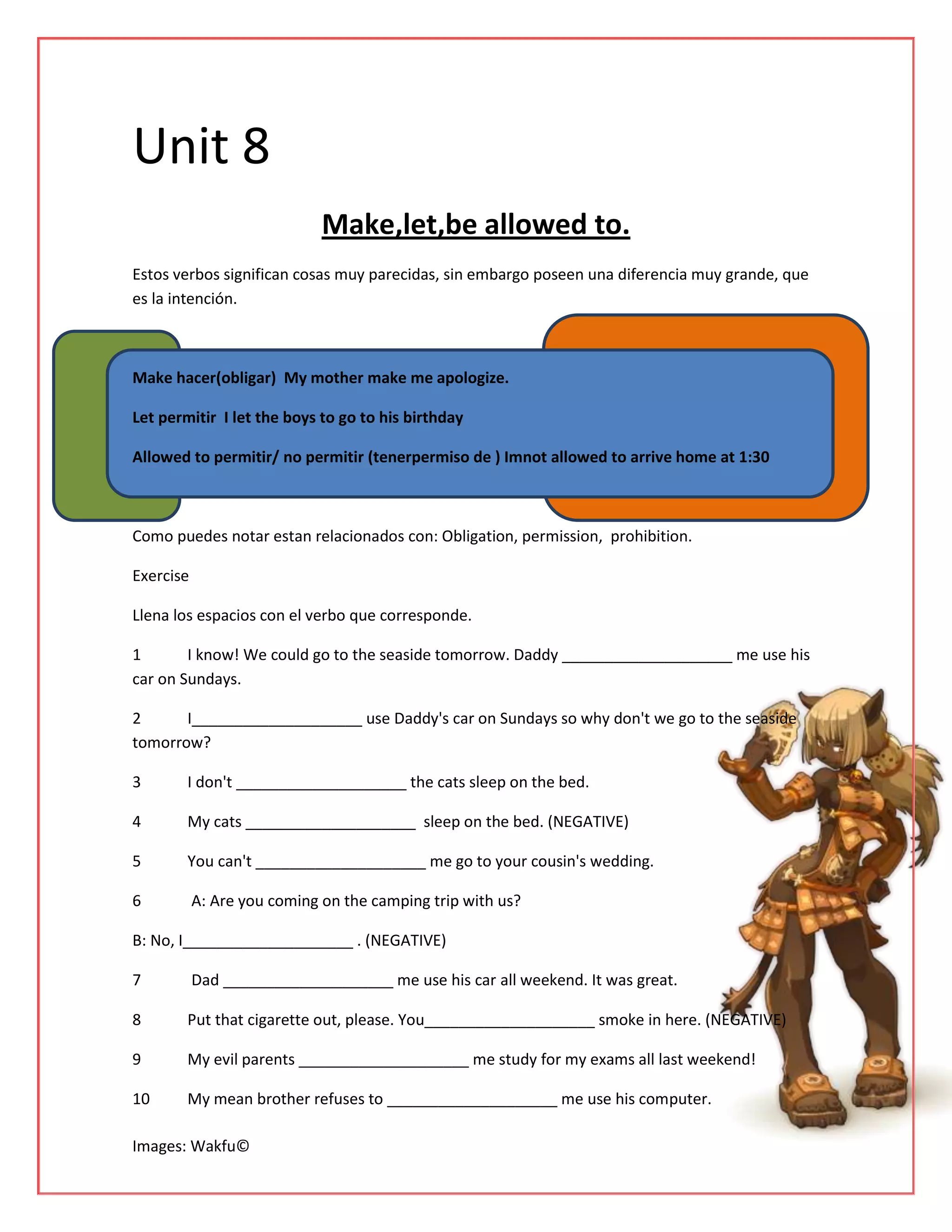 Unit 8 let make be allowed to , modal verbs obligation permission ...