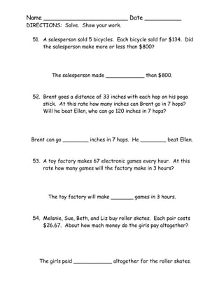 Unit 8 Math Review | PDF